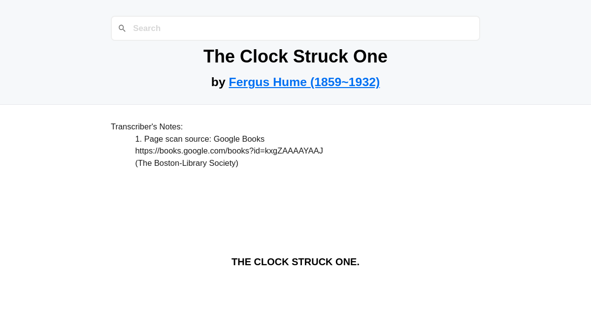 The Clock Struck One by Fergus Hume (1859~1932)