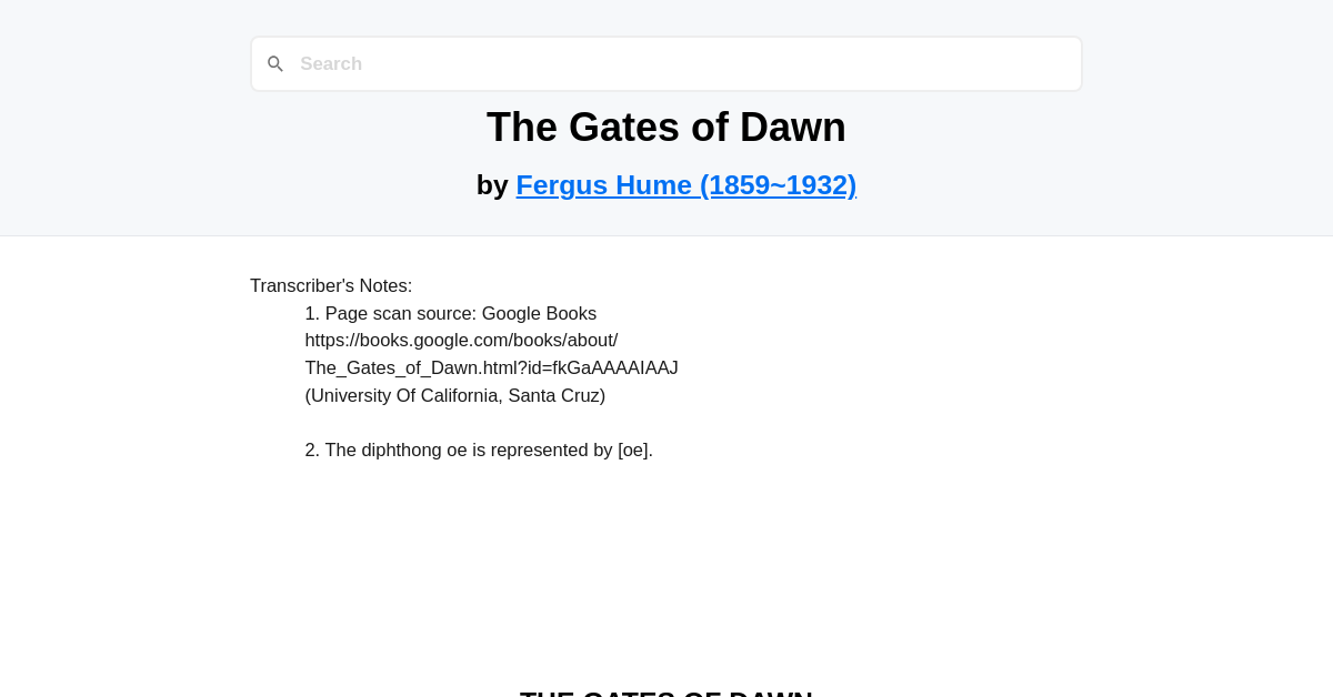 The Gates of Dawn by Fergus Hume (1859~1932)