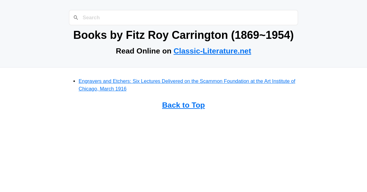 Books by Fitz Roy Carrington (1869~1954) - Read Online on Classic-Literature.net
