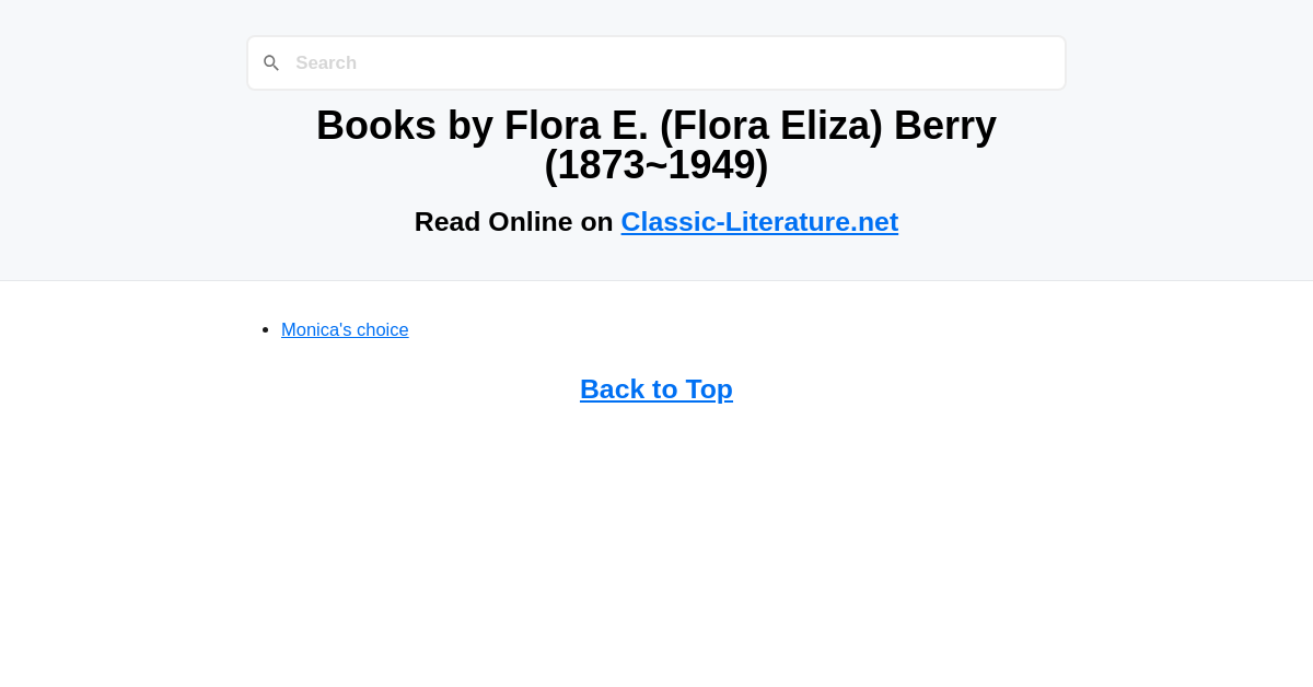 Books by Flora E. (Flora Eliza) Berry (1873-1949) - Read Online on ...