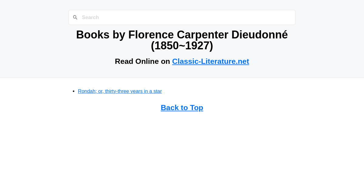 Books by Florence Carpenter Dieudonné (1850-1927) - Read Online on Classic-Literature.net