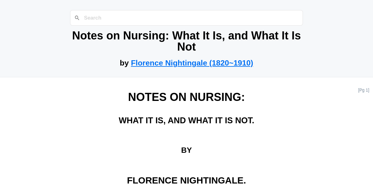 Notes on Nursing: What It Is, and What It Is Not by Florence ...