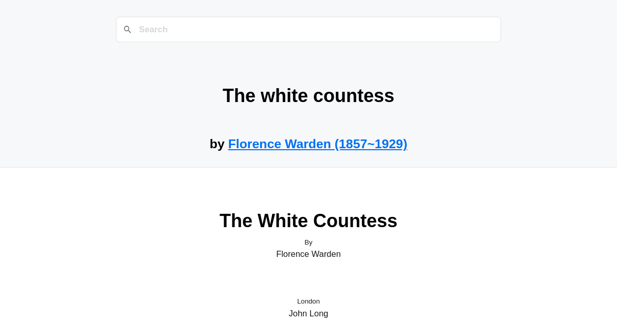 The white countess by Florence Warden (1857~1929)