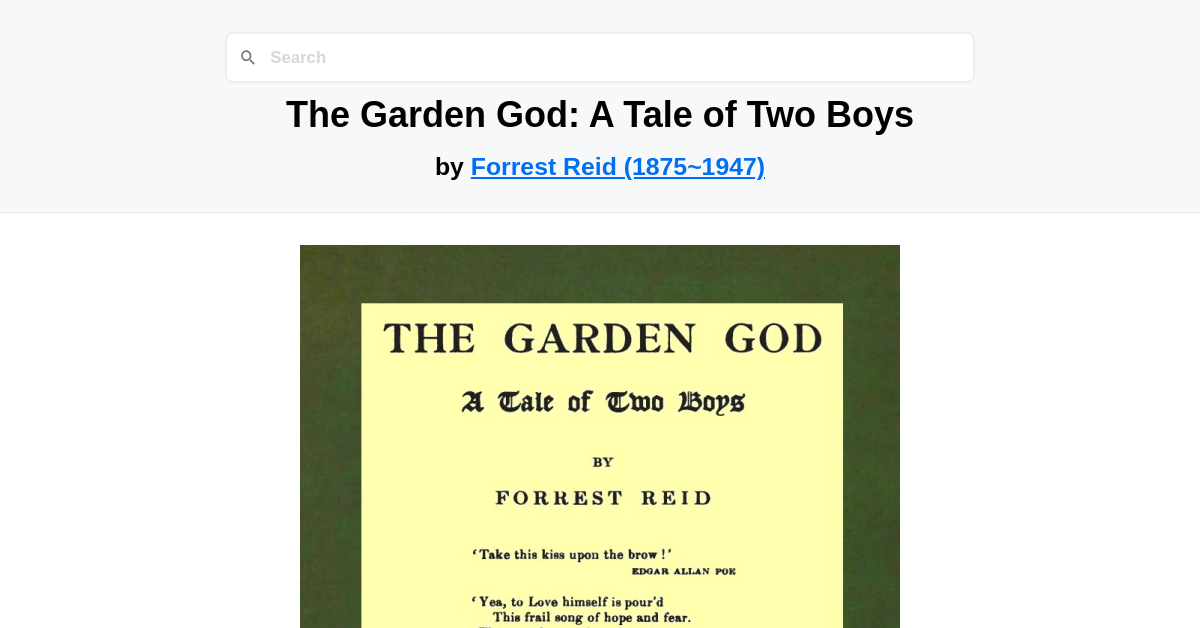 The Garden God: A Tale of Two Boys by Forrest Reid (1875-1947)
