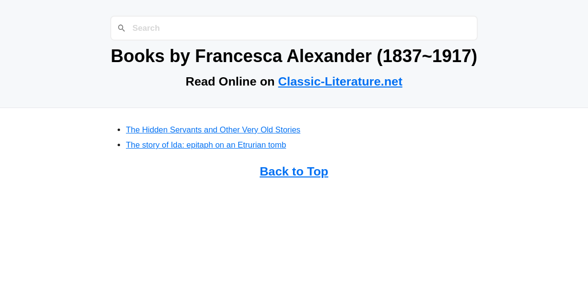 Books by Francesca Alexander (1837-1917) - Read Online on Classic-Literature.net
