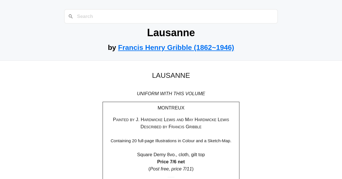 Lausanne by Francis Henry Gribble (1862~1946)