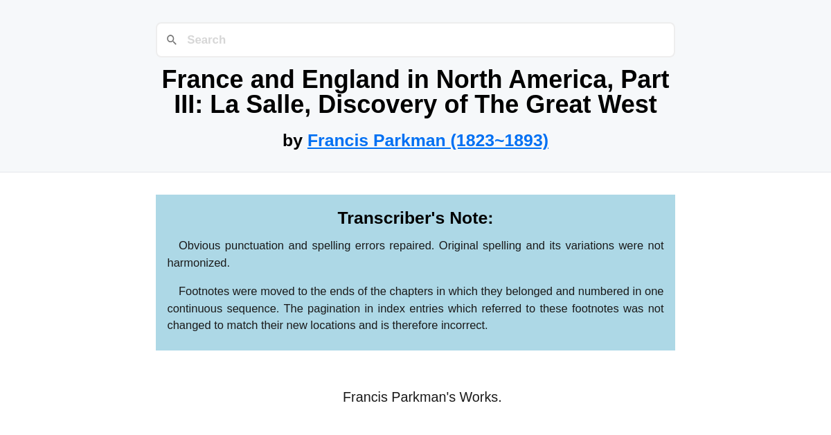 France and England in North America, Part III: La Salle, Discovery of ...