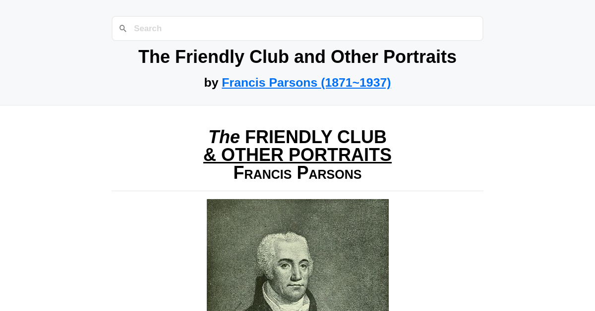 The Friendly Club and Other Portraits by Francis Parsons (1871~1937)