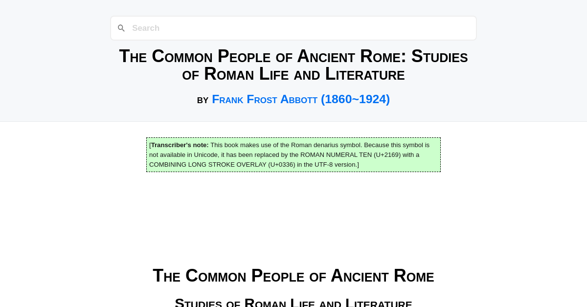 The Common People of Ancient Rome: Studies of Roman Life and Literature ...
