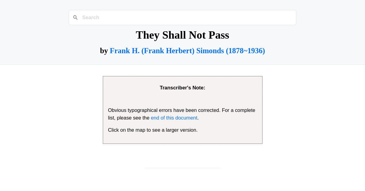 They Shall Not Pass by Frank H. (Frank Herbert) Simonds (1878~1936)