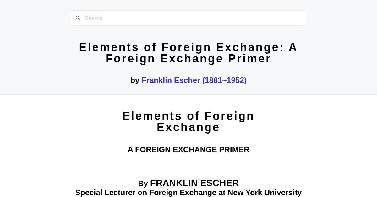 Elements of Foreign Exchange: A Foreign Exchange Primer by Franklin ...