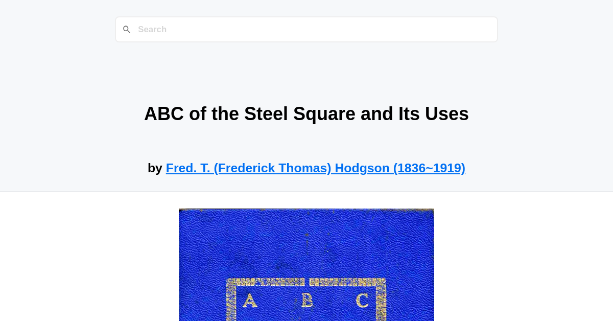 ABC of the Steel Square and Its Uses