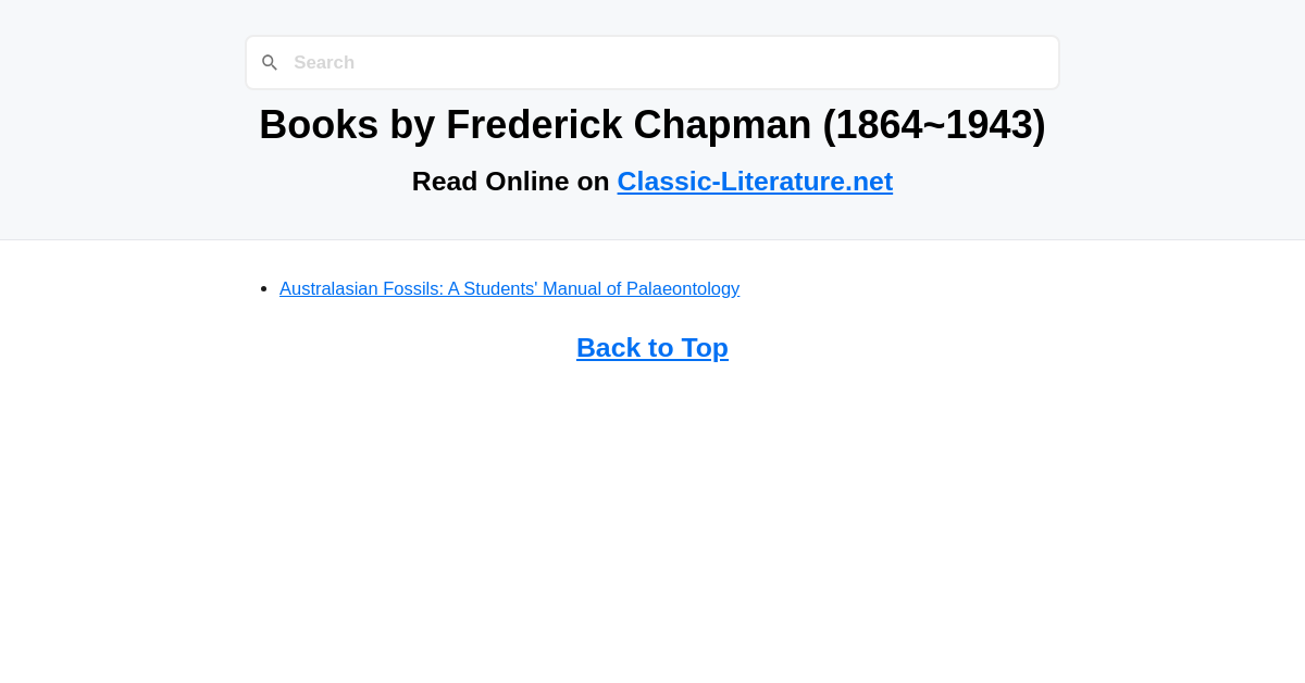 Books by Frederick Chapman (1864~1943) - Read Online on Classic-Literature.net