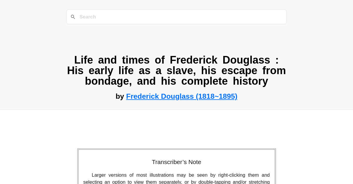 Life and times of Frederick Douglass : His early life as a slave, his ...