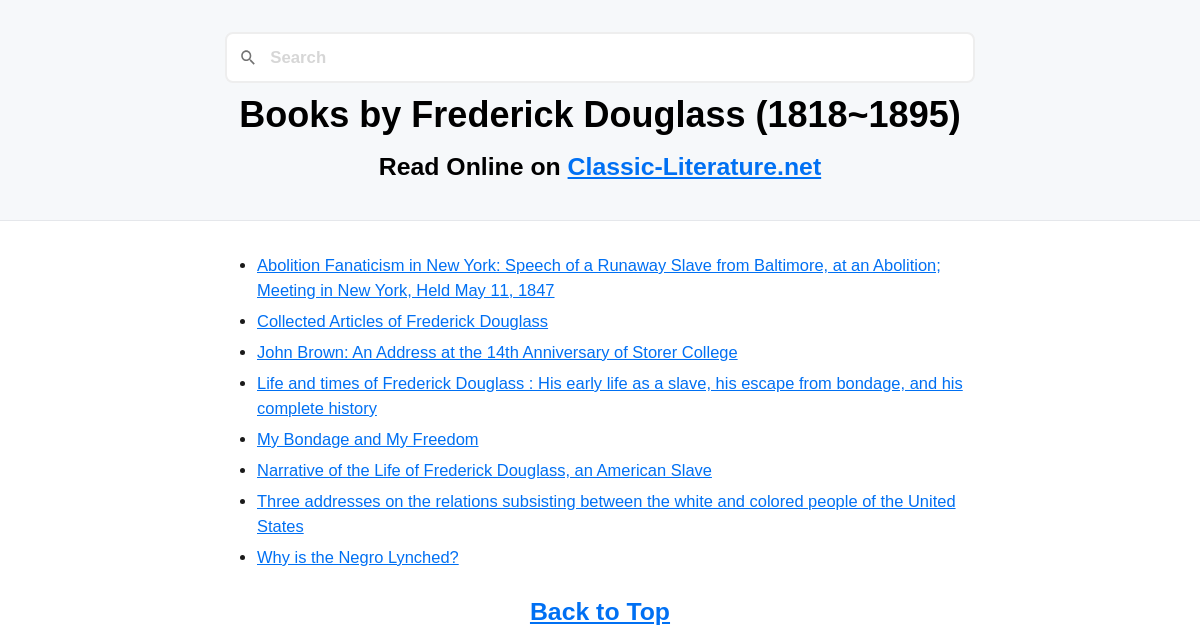 Books by Frederick Douglass (1818~1895) - Read Online on Classic ...