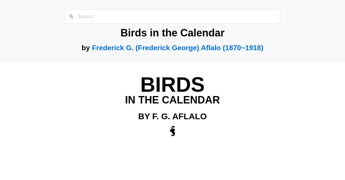 Birds in the Calendar by Frederick G. (Frederick George) Aflalo (1870~1918)
