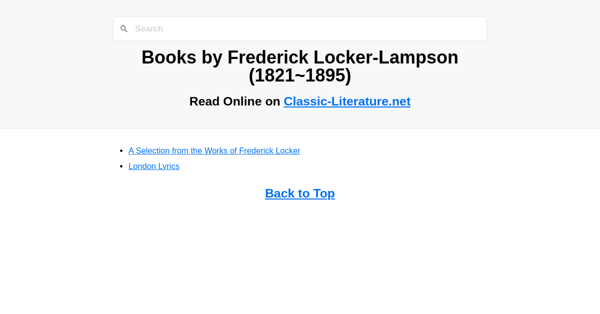 Books by Frederick Locker-Lampson (1821~1895) - Read Online on Classic ...