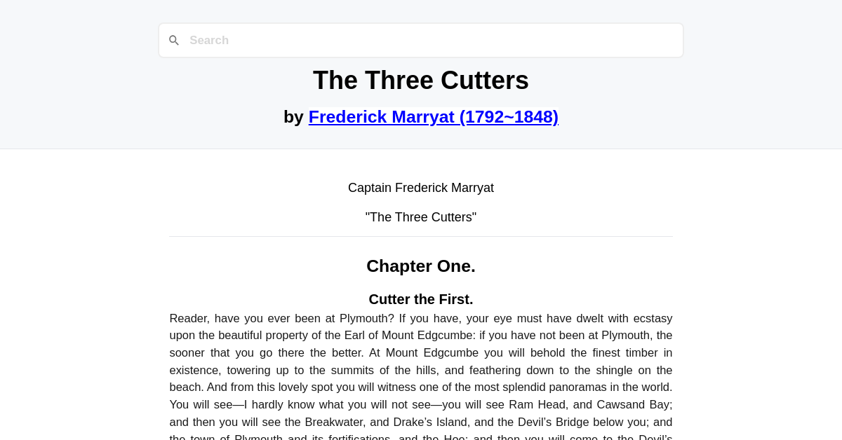 The Three Cutters by Frederick Marryat (1792~1848)