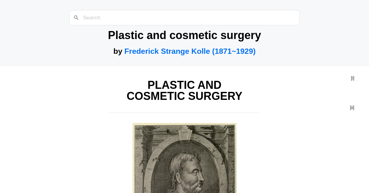 Plastic and cosmetic surgery by Frederick Strange Kolle (1871-1929)