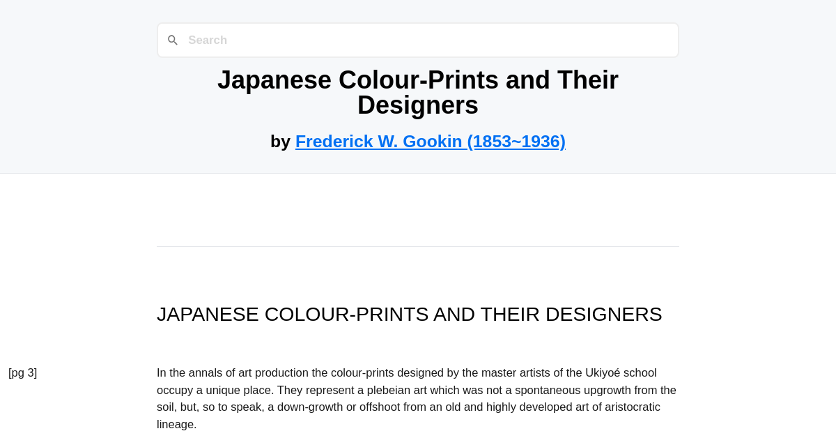 Japanese Colour-Prints and Their Designers by Frederick W. Gookin (1853 ...