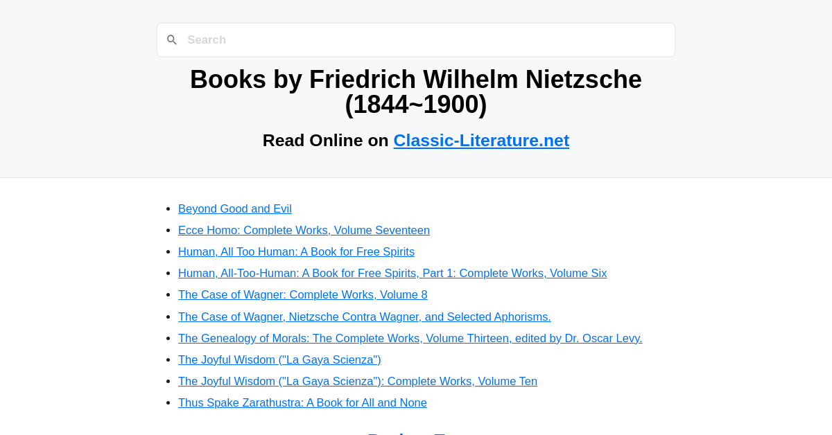 Books by Friedrich Wilhelm Nietzsche (1844~1900) - Read Online on ...