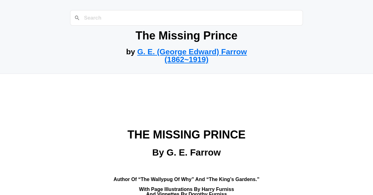 The Missing Prince by G. E. (George Edward) Farrow (1862~1919)