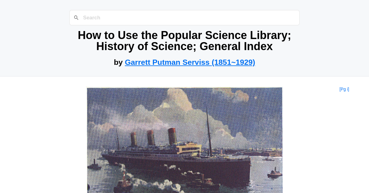 How to Use the Popular Science Library; History of Science; General ...