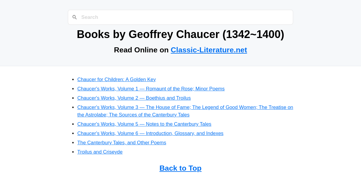 Books by Geoffrey Chaucer (1342~1400) - Read Online on Classic ...