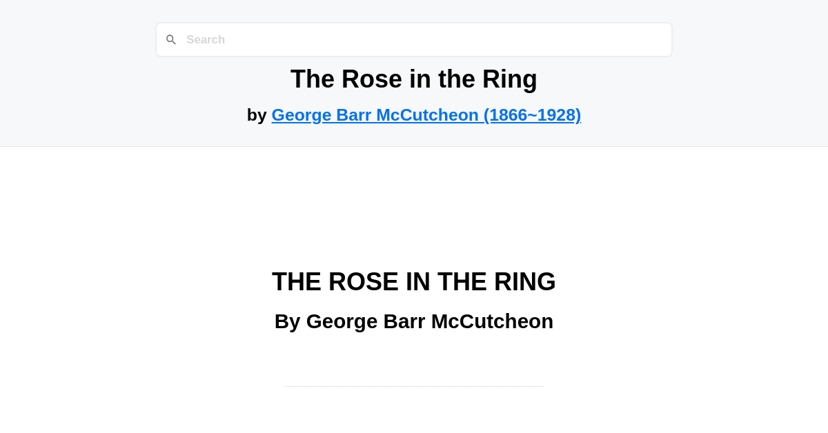 The Rose in the Ring by George Barr McCutcheon (1866~1928)
