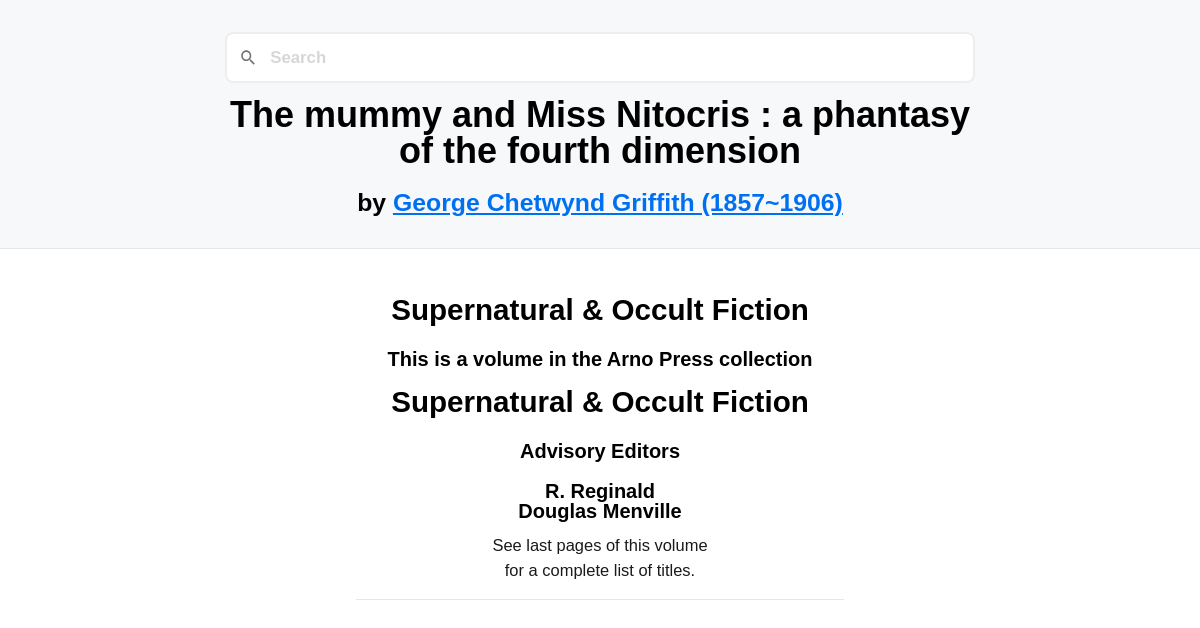 The mummy and Miss Nitocris : a phantasy of the fourth dimension by ...