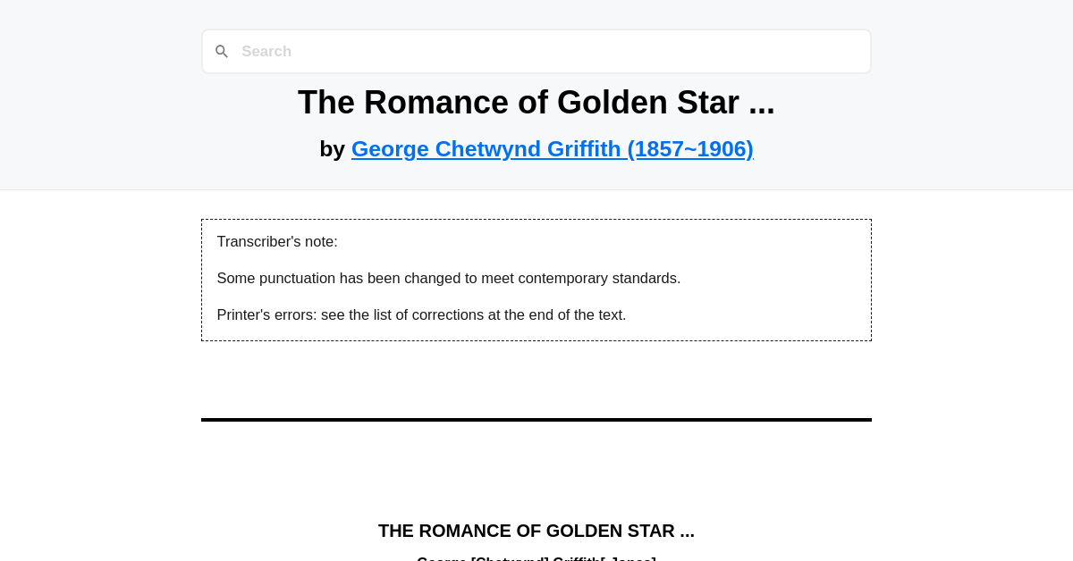 The Romance of Golden Star ... by George Chetwynd Griffith (1857~1906)