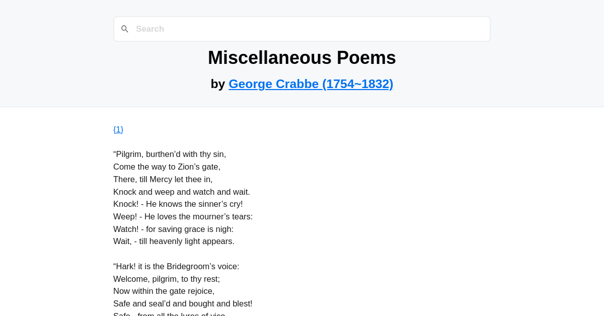 Miscellaneous Poems by George Crabbe (1754~1832)