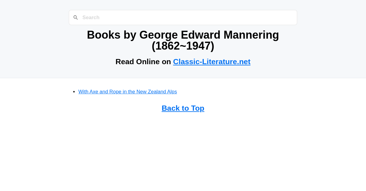 Books by George Edward Mannering (1862-1947) - Read Online on Classic ...