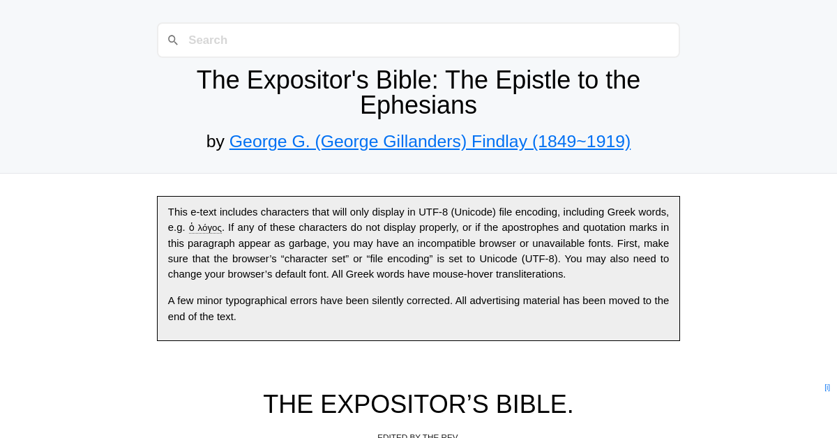 The Expositor's Bible: The Epistle to the Ephesians by George G ...