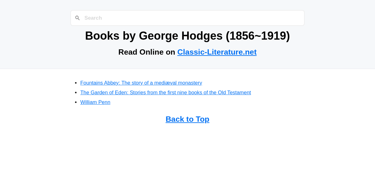 Books by George Hodges (1856~1919) - Read Online on Classic-Literature.net