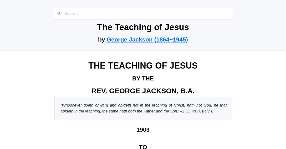 The Teaching of Jesus by George Jackson (1864-1945)