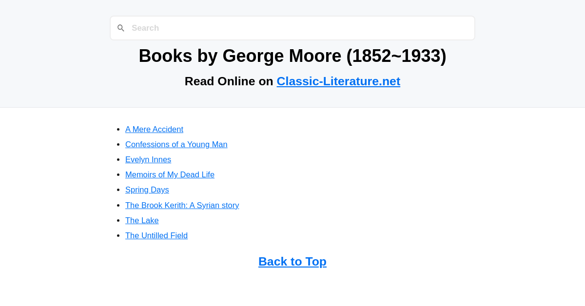 Books by George Moore (1852~1933) - Read Online on Classic-Literature.net