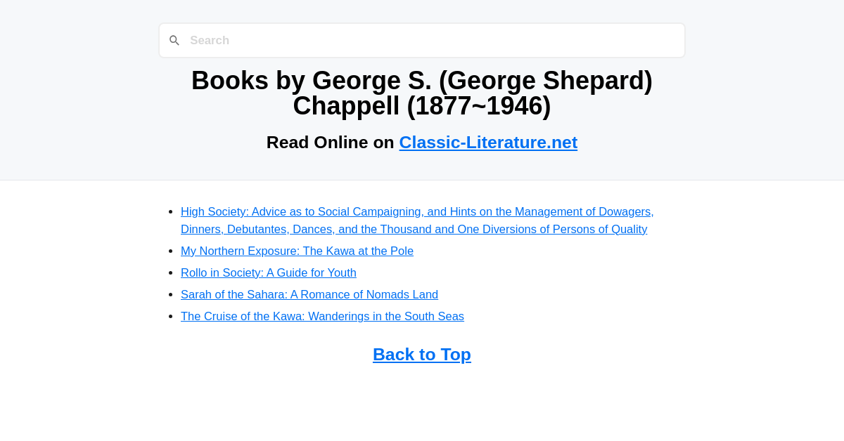 Books by George S. (George Shepard) Chappell (1877~1946) - Read Online ...