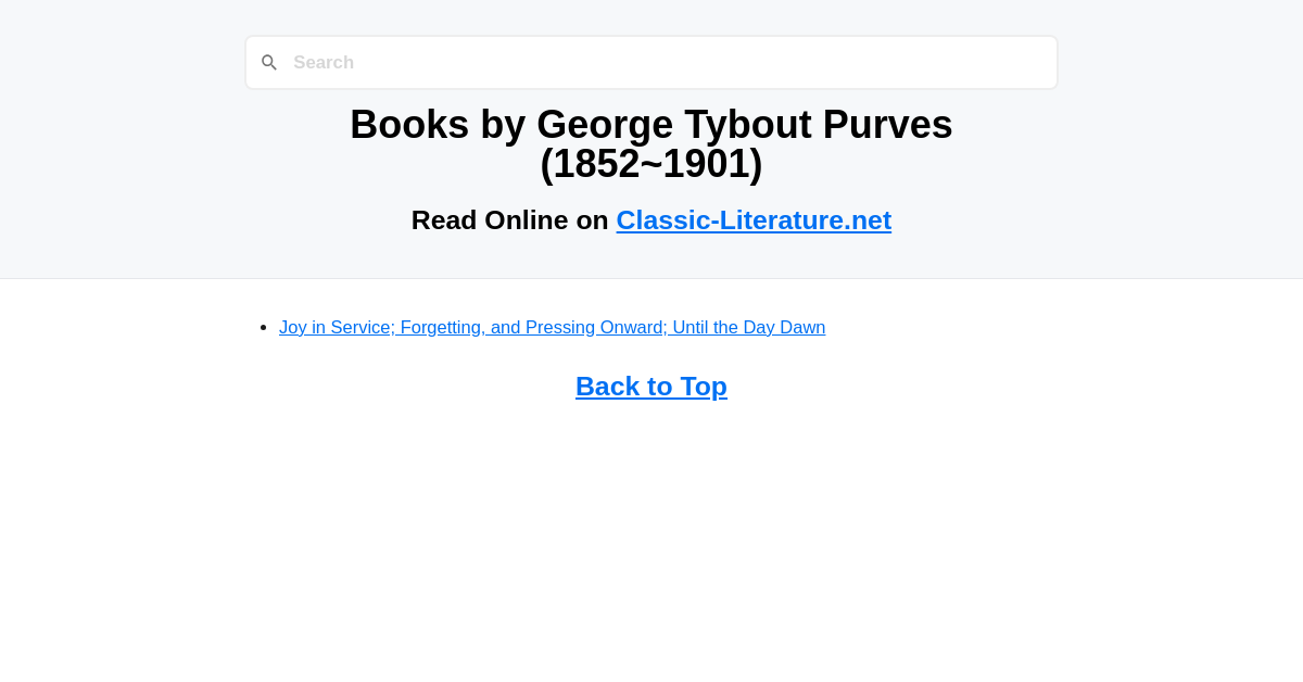 Books by George Tybout Purves (1852-1901) - Read Online on Classic ...
