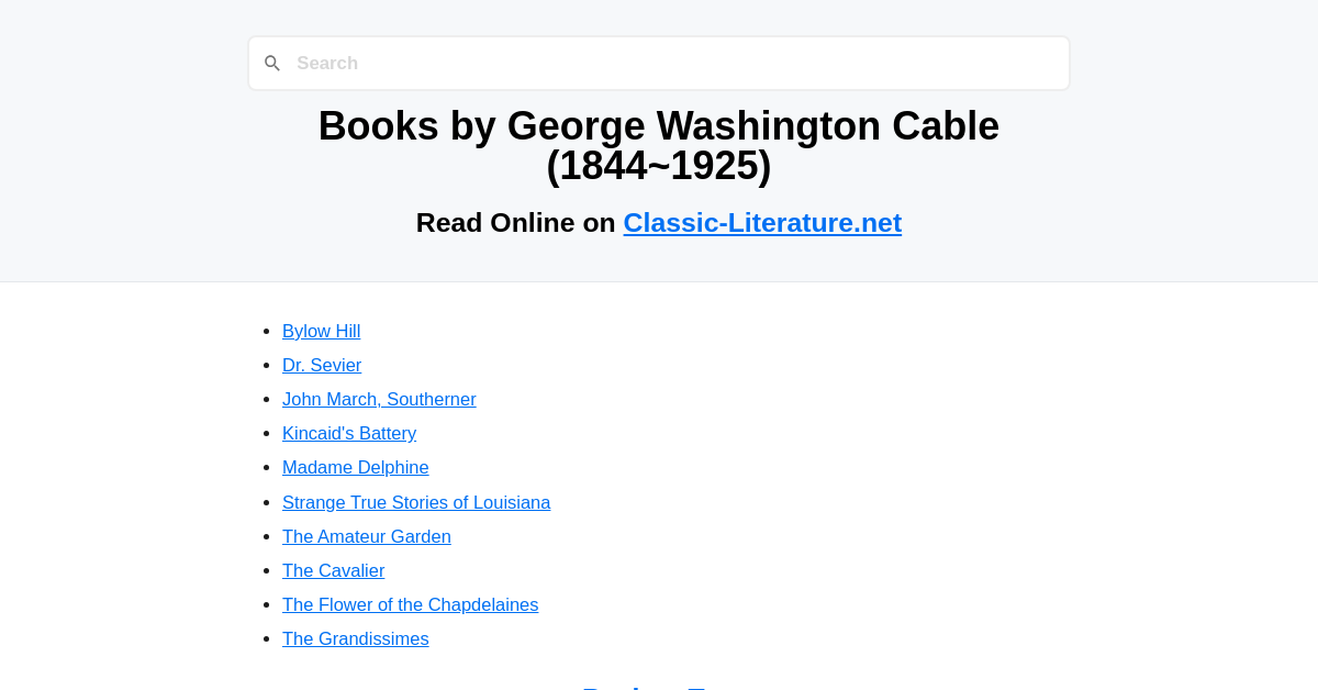 Books by George Washington Cable (1844~1925) - Read Online on Classic ...
