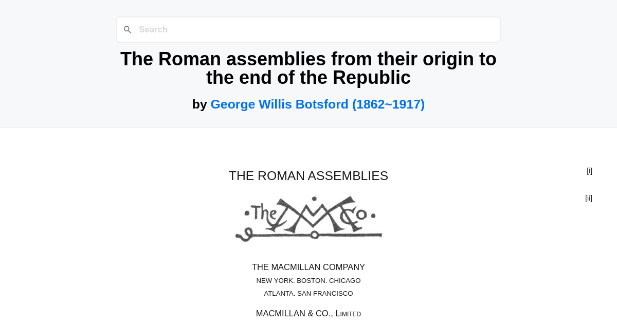 The Roman assemblies from their origin to the end of the Republic by ...