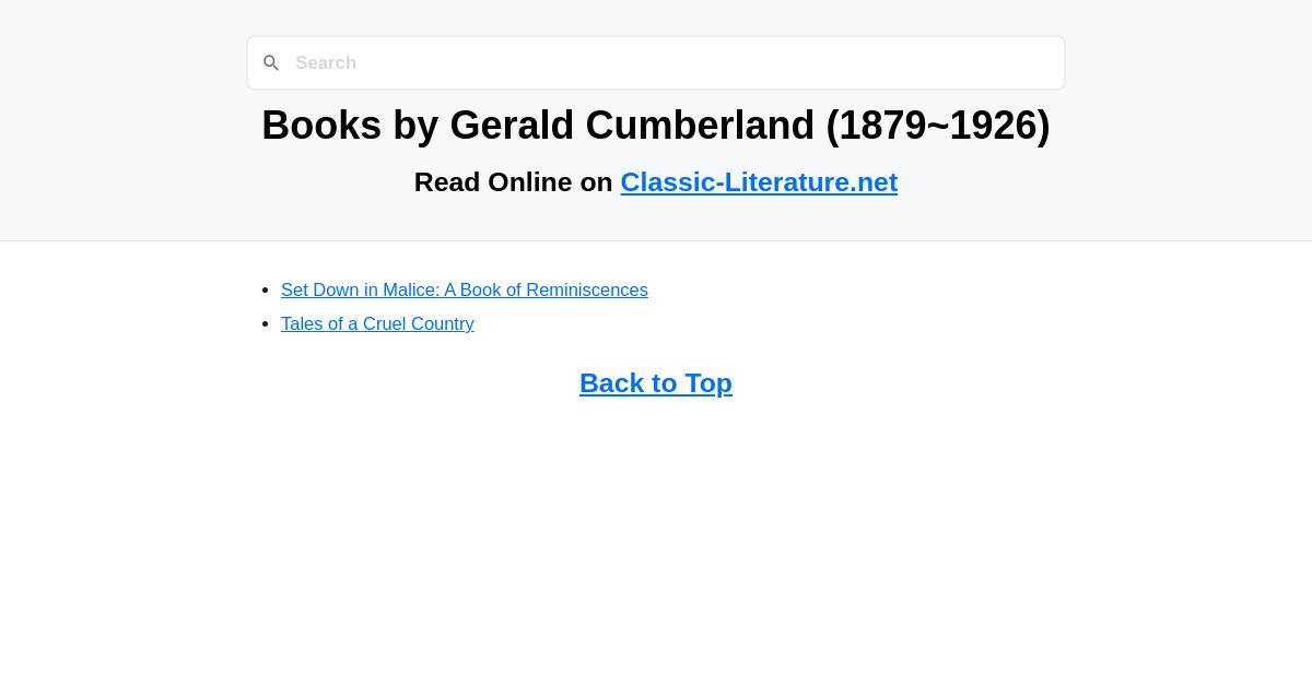 Books by Gerald Cumberland (1879~1926) - Read Online on Classic ... Books by Gerald Cumberland (1879~1926) - Read Online on Classic ...