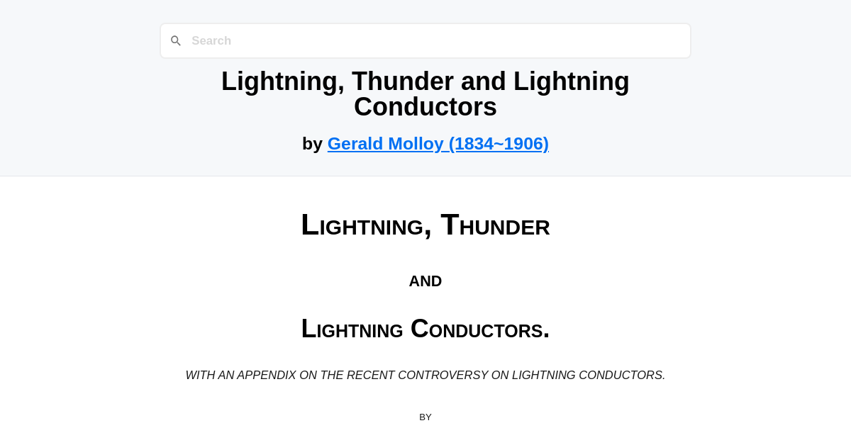 Lightning, Thunder and Lightning Conductors by Gerald Molloy (1834~1906)