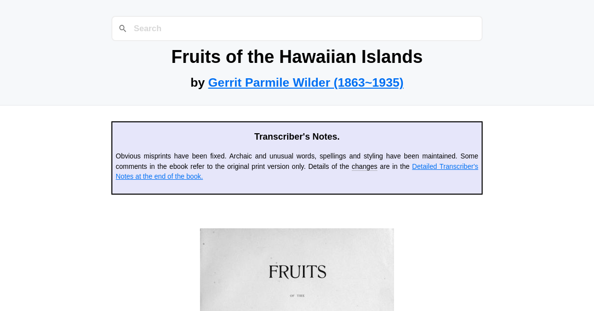 Fruits of the Hawaiian Islands by Gerrit Parmile Wilder (1863~1935)