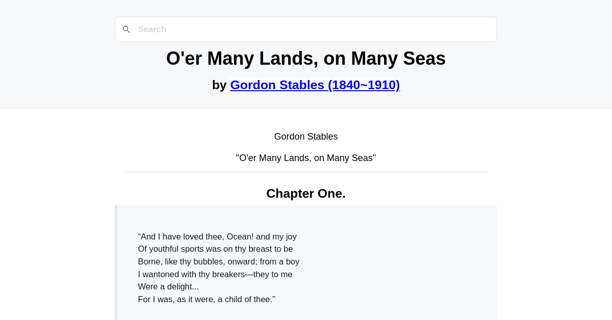 O'er Many Lands, on Many Seas by Gordon Stables (1840~1910)