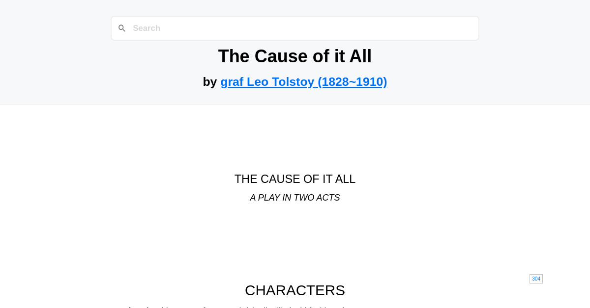 The Cause of it All by graf Leo Tolstoy (1828~1910)