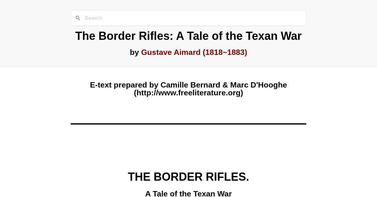 The Border Rifles: A Tale of the Texan War