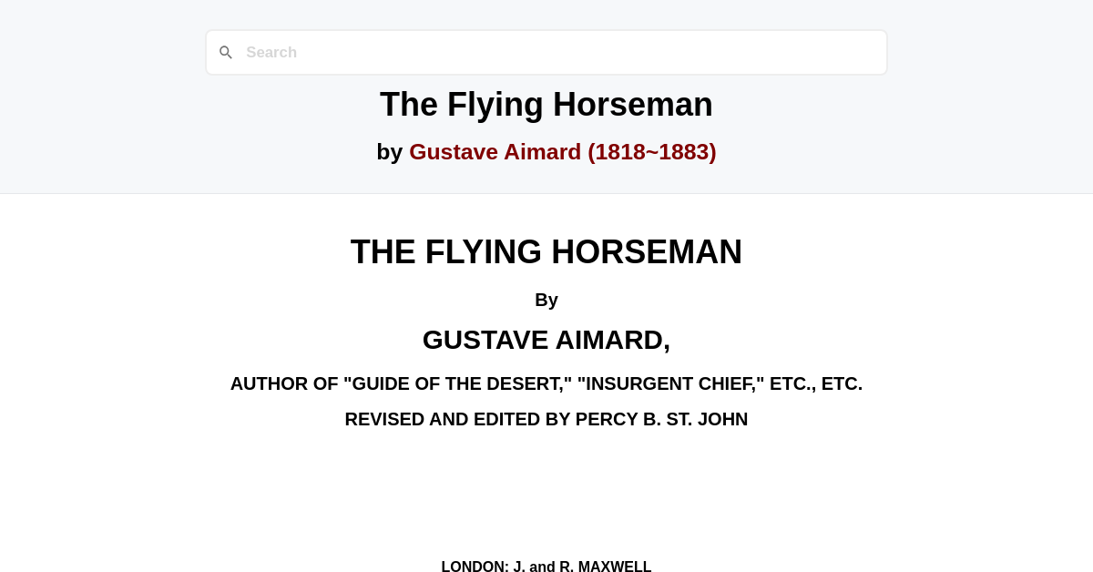 The Flying Horseman by Gustave Aimard (1818~1883)