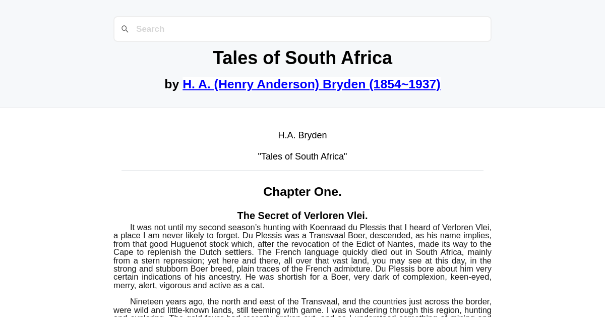 Tales of South Africa by H. A. (Henry Anderson) Bryden (1854~1937)