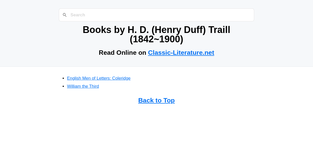 Books by H. D. (Henry Duff) Traill (1842~1900) - Read Online on Classic ...